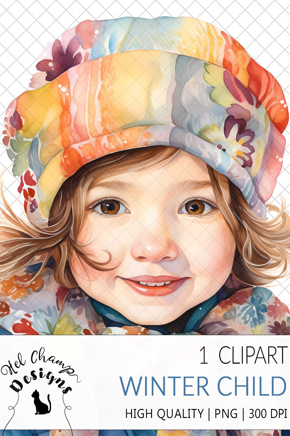 Watercolor winter child girl transparent clipart