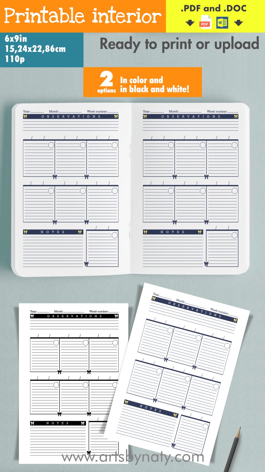 Weekly hair care routine printable journal with bute bows.