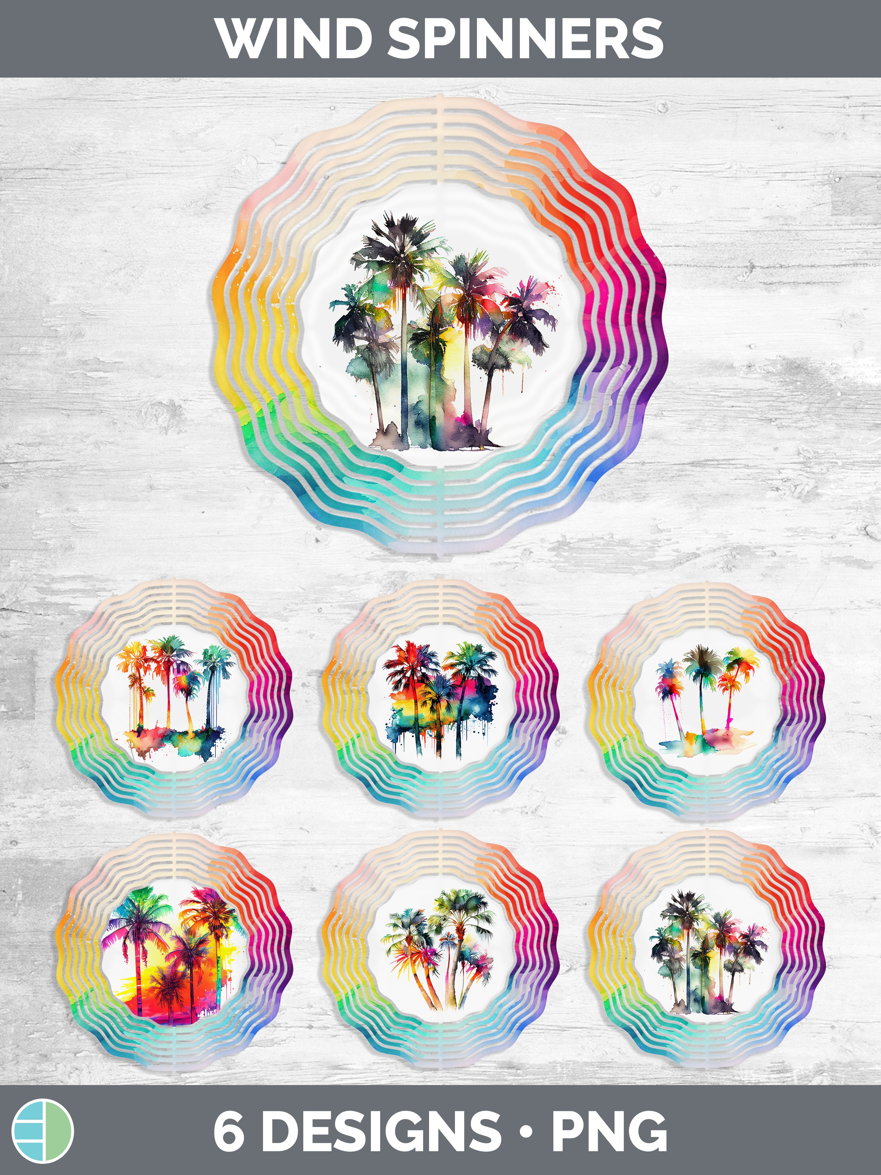 Rainbow Palm Trees Wind Spinner | Sublimation Spinner Design
