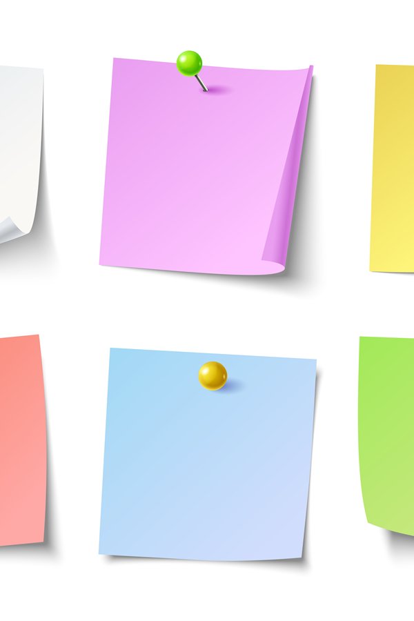 Paper notes. Top view note sticker vector set