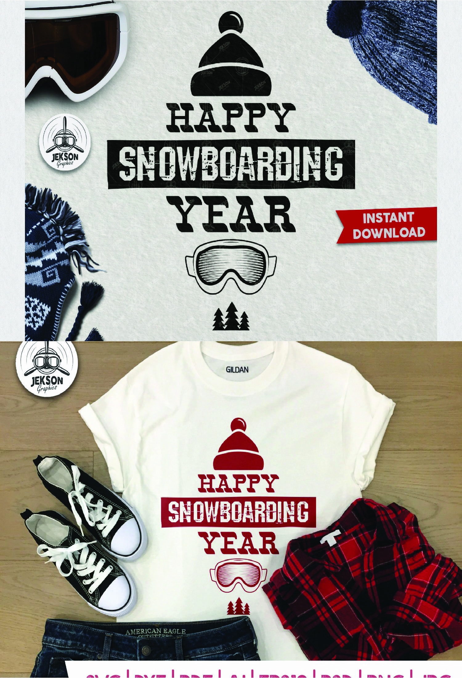 Retro Snowboarding Logo / Winter Activity Badge (199387)