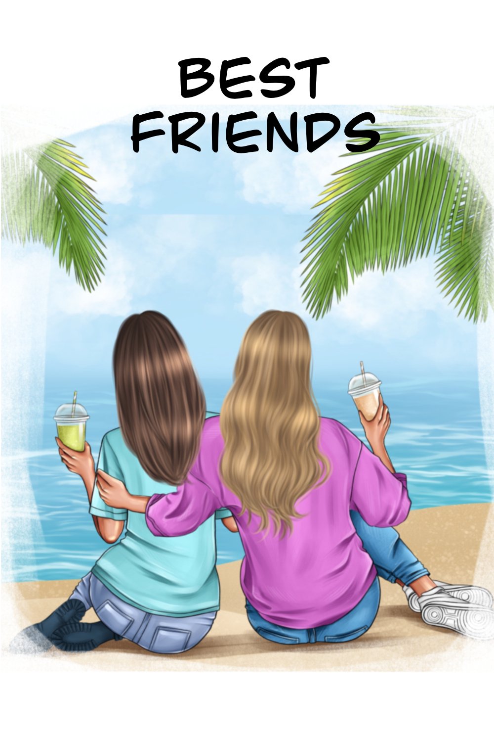 Best friend clipart minimalistic style creative print