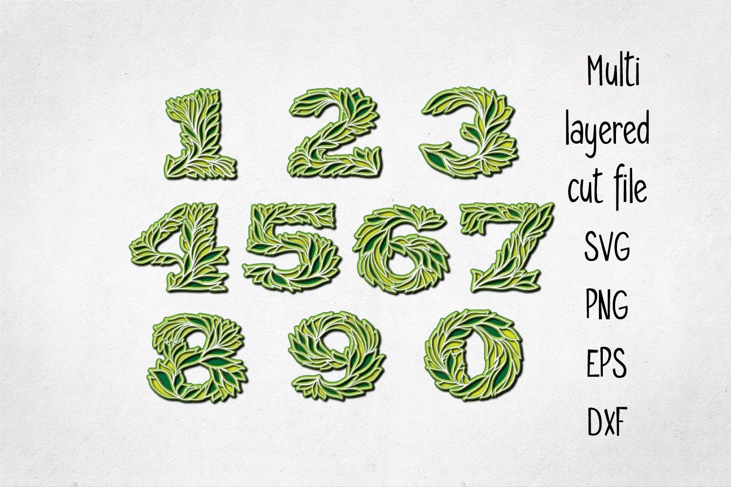 3D Layered Numbers 0 - 9