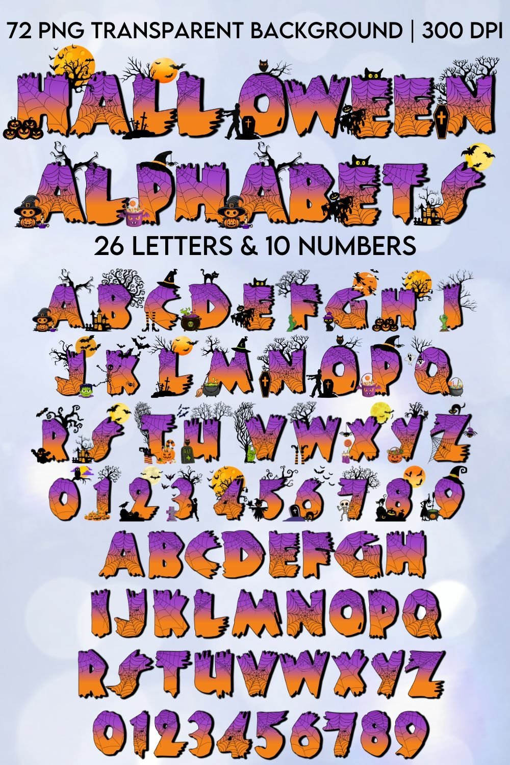 Halloween Alphabets 72 PNG Transparent Background