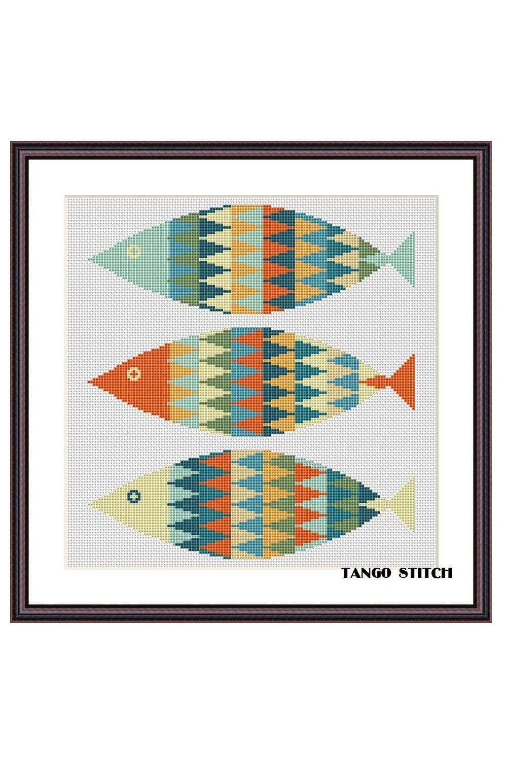 Zig Zag Scandinavian fish easy cross stitch ornament pattern