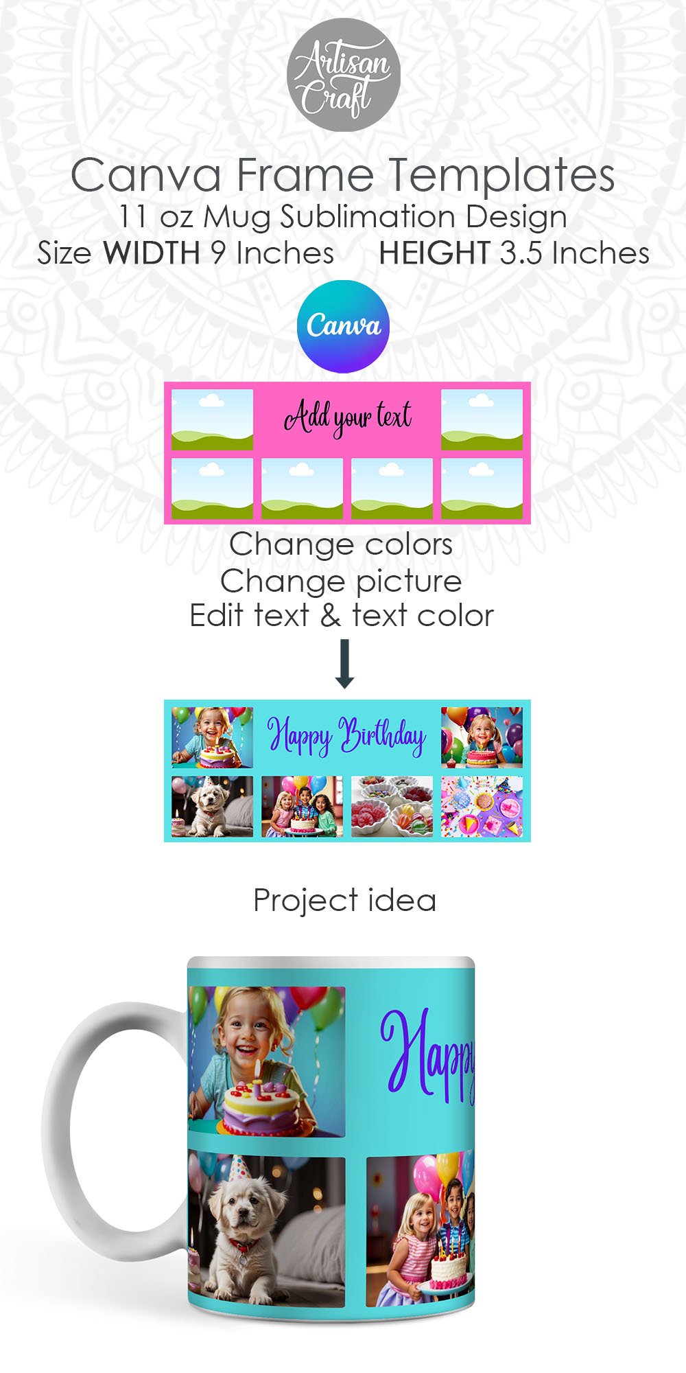 Canva Mug Template | Picture Mug Template | Canva frame