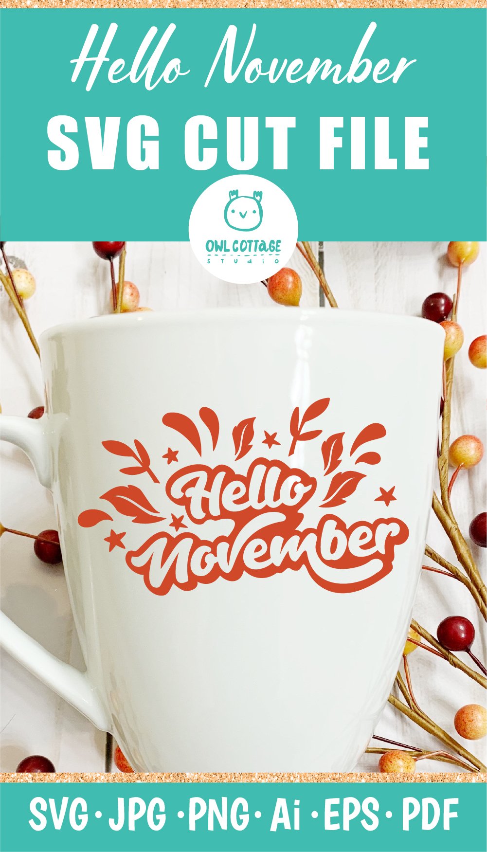 Hello November Clipart svg, Retro Hello November Lettering