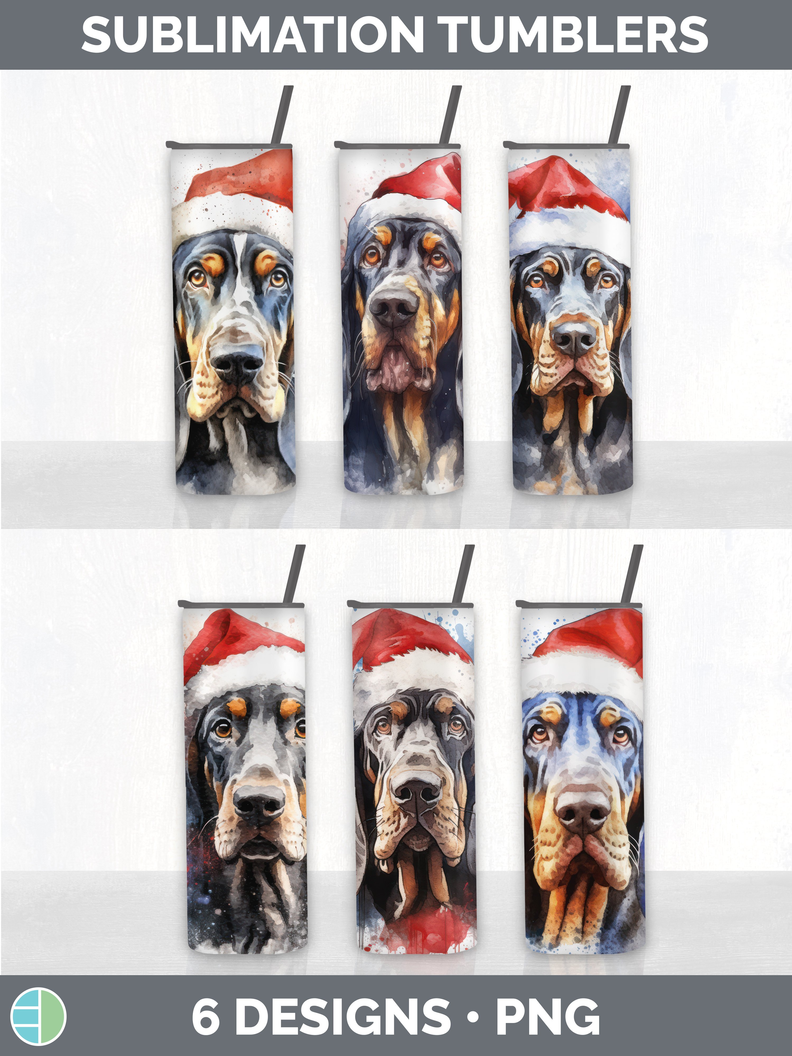 Christmas Santa Hat Bluetick Coonhound Dog Tumbler | Sublima