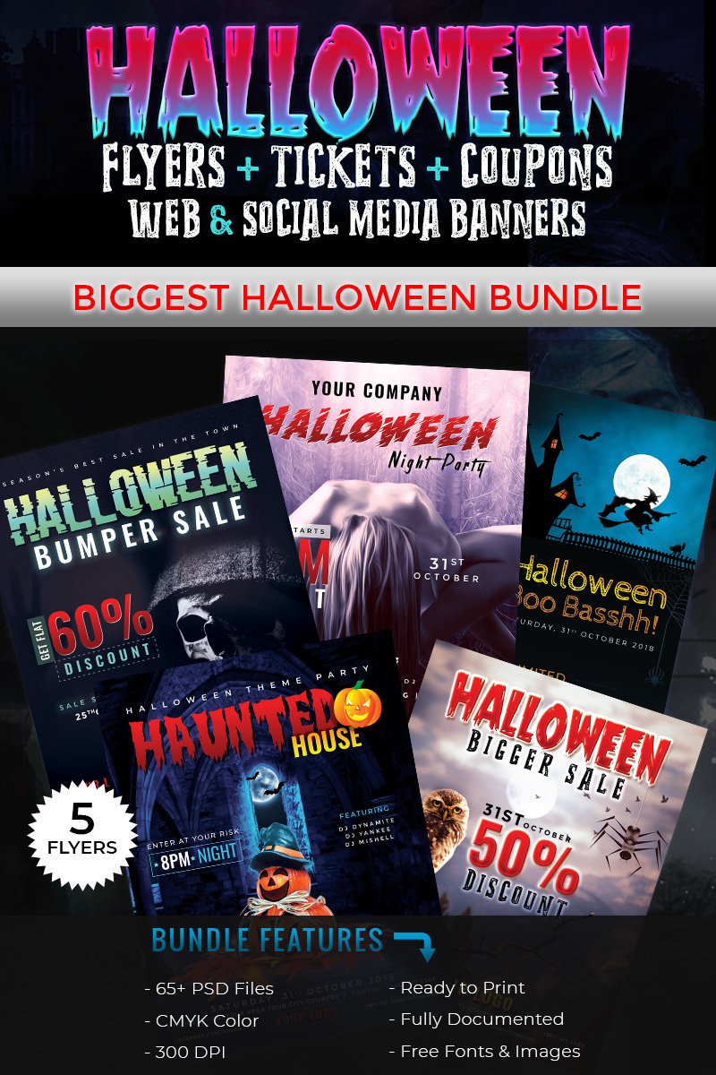 Halloween Big Bundle - flyers, banners, social (152153)