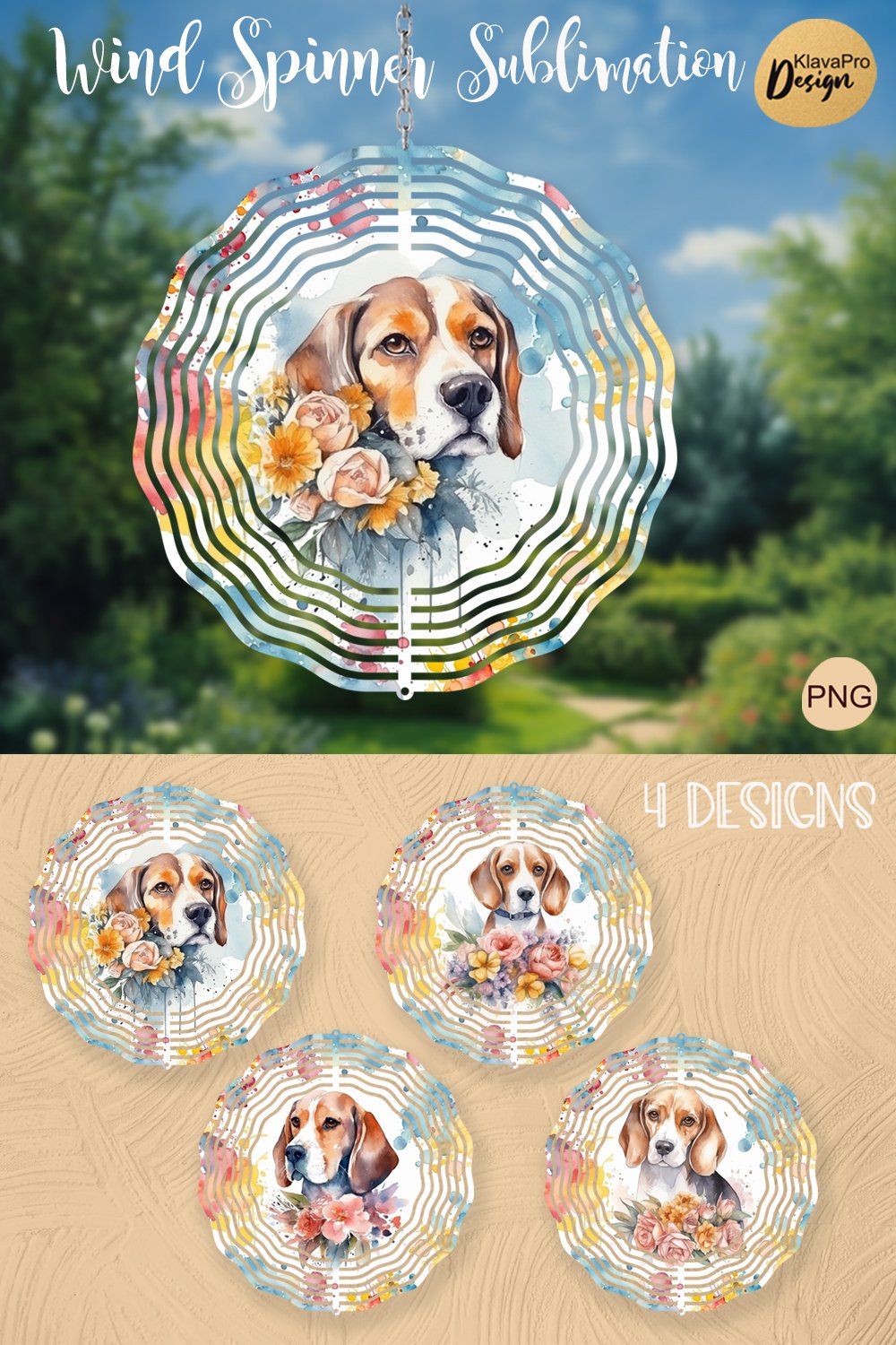 Watercolor Beagle Dog Wind Spinner | Sublimation (2672850)