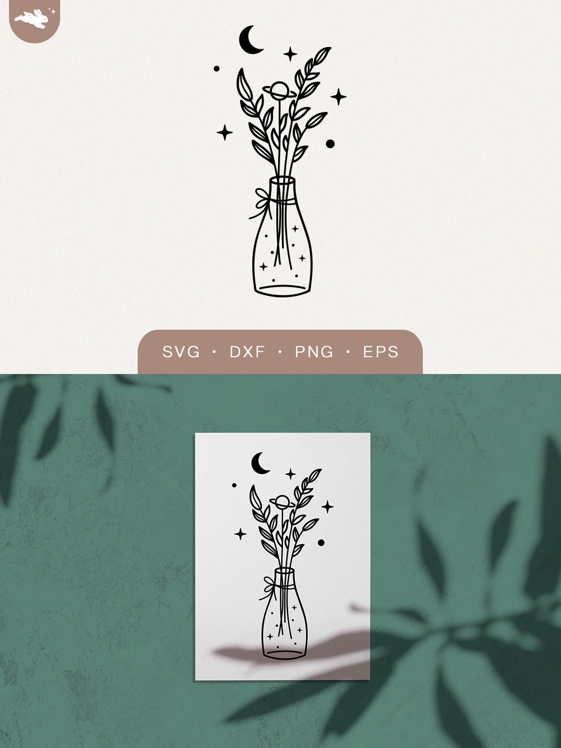 Celestial flowers SVG file, Flowers Outline SVG