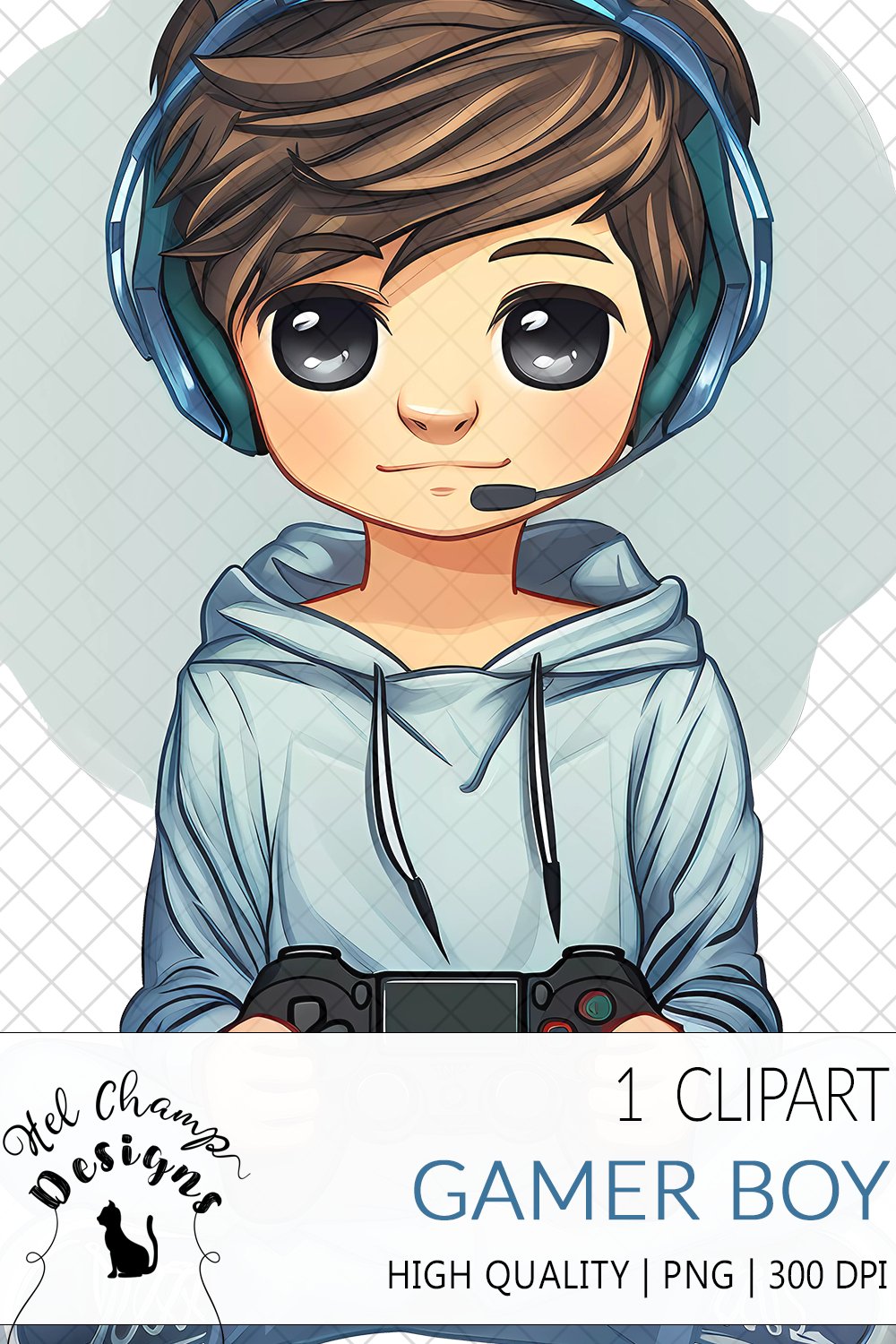 Gamer boy transparent clipart for sublimation and sticker