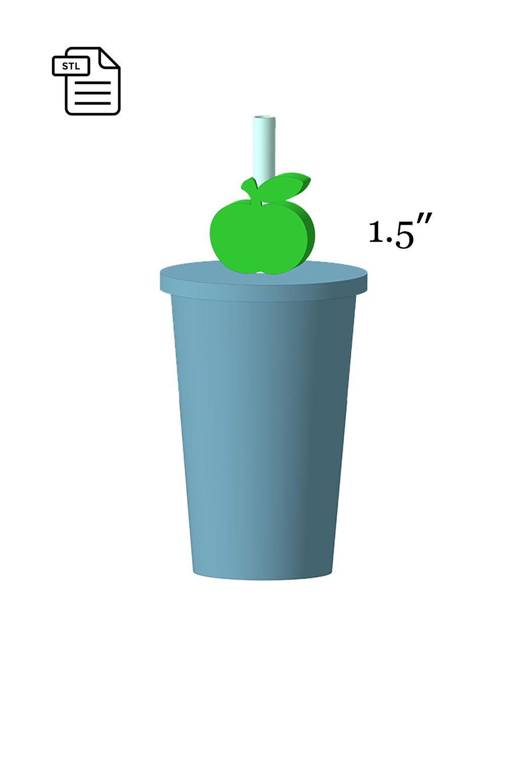 Apple Straw Topper STL File for 3D Printing