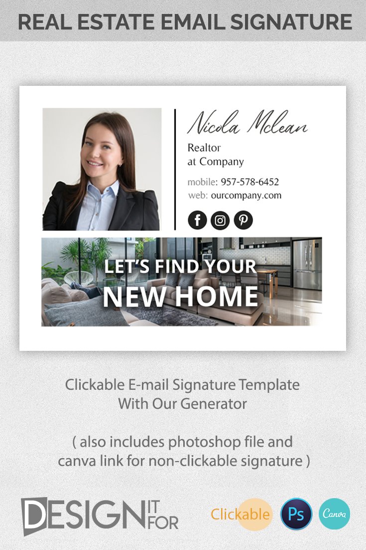 Clickable Real Estate Email Signature with Banner and Logo,