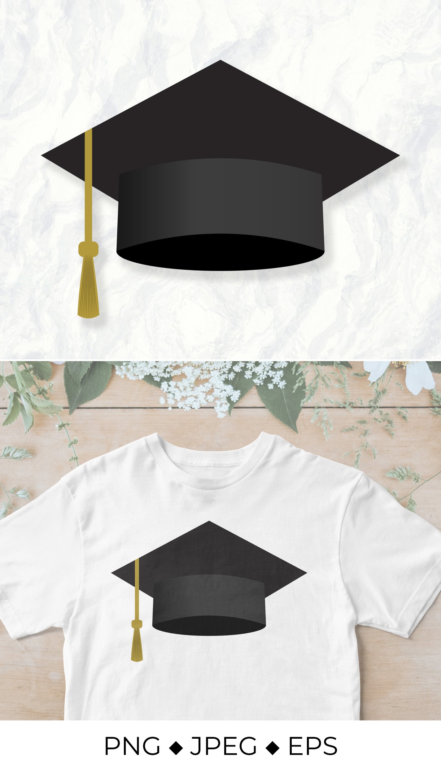 Graduation cap sublimation design. Graduation hat icon
