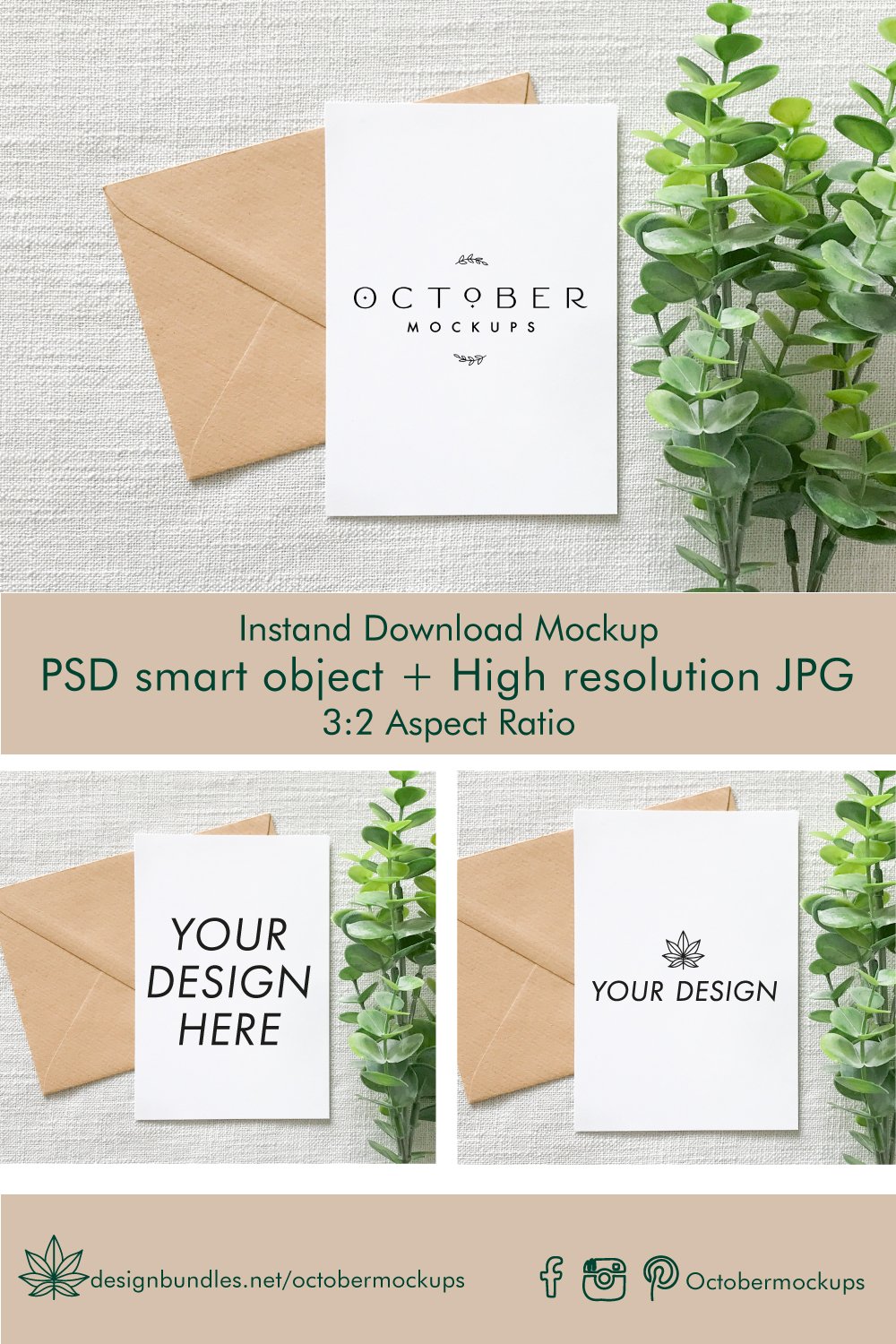 Greeting Card Mockup | PSD smart object | JPG