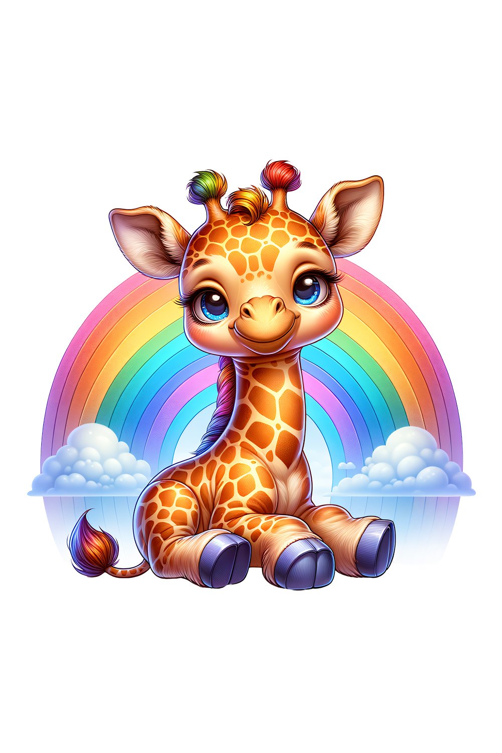 Giraffe with Rainbow Clipart, Animals Clipart (3487725)