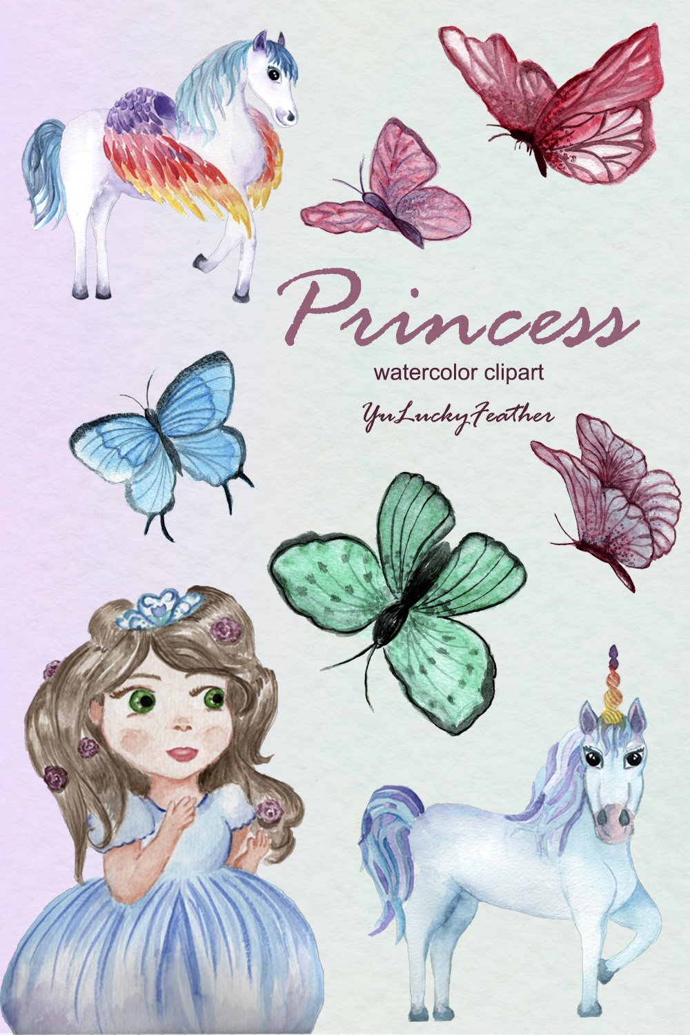 Princess watercolor clipart (2484531)