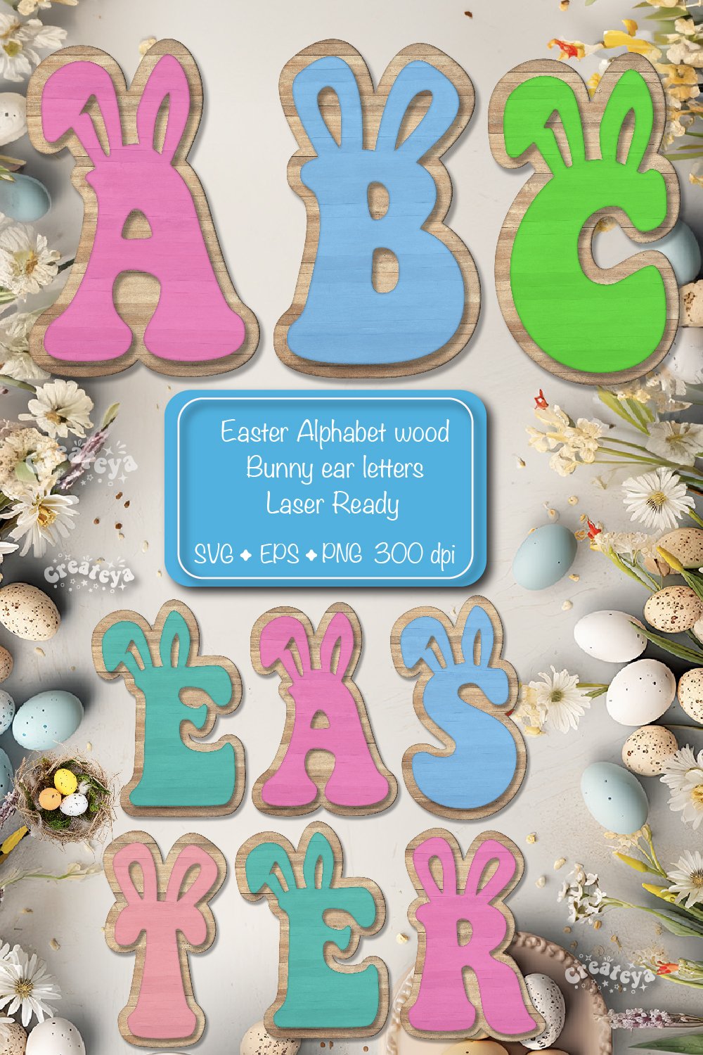 Easter Alphabet svg Alphabet laser cut letters Layered 3D