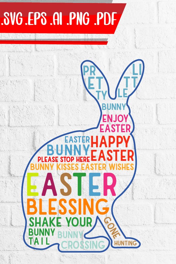 Easter Bunny word art v.2 svg eps png pdf
