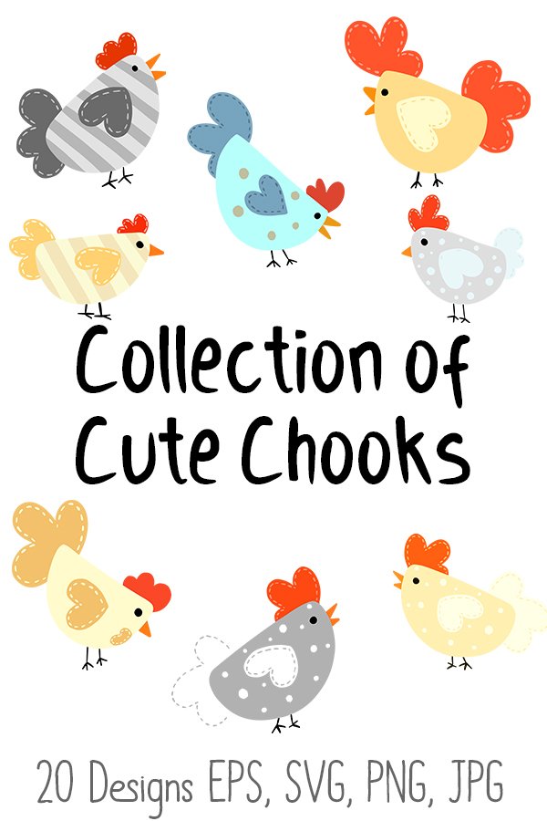 Roosters Hens Chooks Cartoon Chicken Collection SVG, PNG