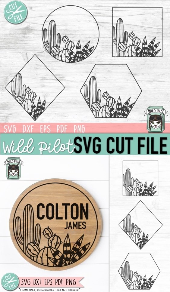 Cactus Frame SVG, Cactus Border Cut File, Monogram Frame SVG