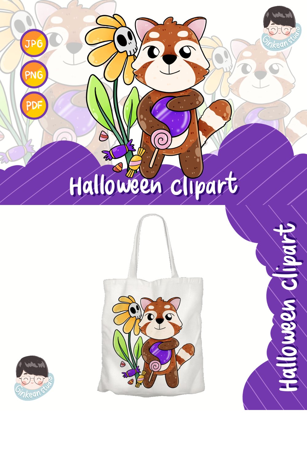 Fantasy animal clipart, Red panda halloween zombie, Animal