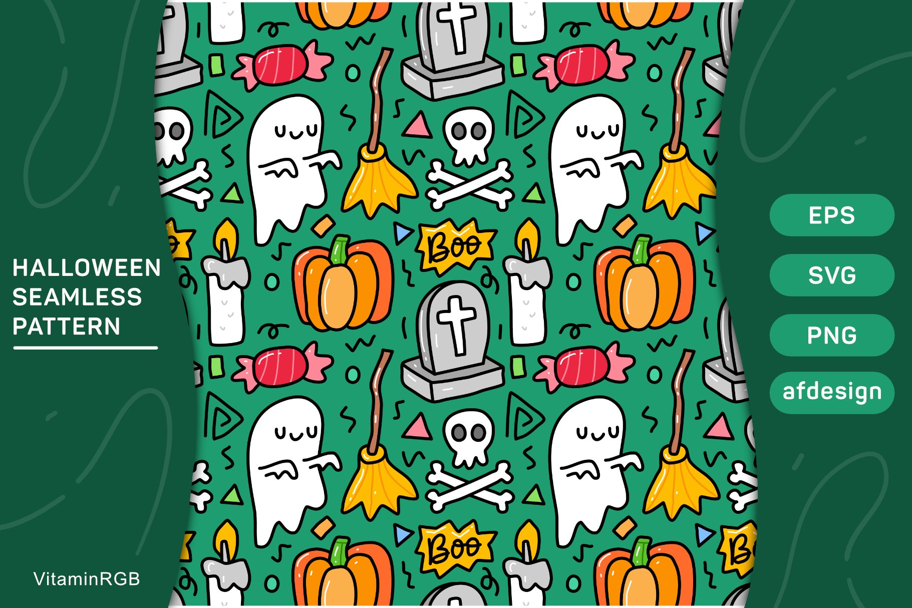 Seamless Halloween doodle Pattern
