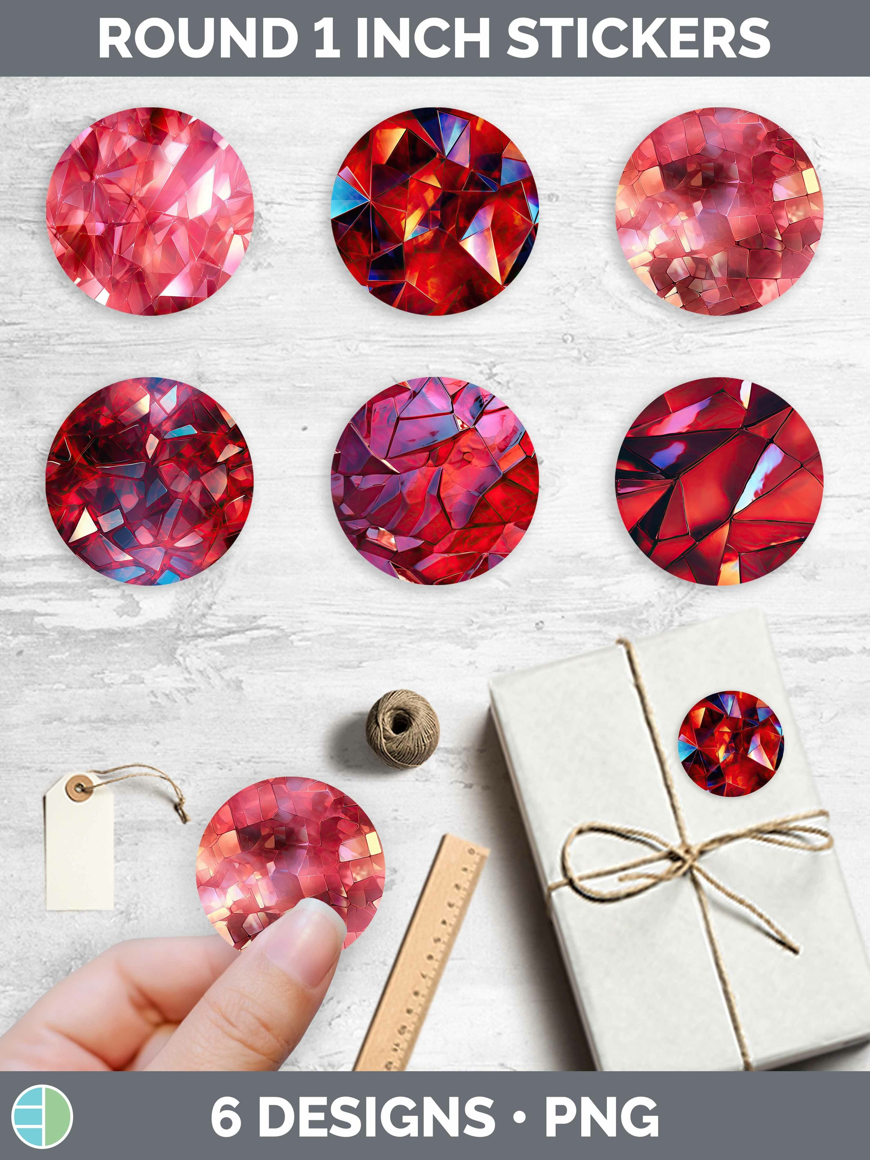 Holographic Red Stickers | Round Labels Bundle