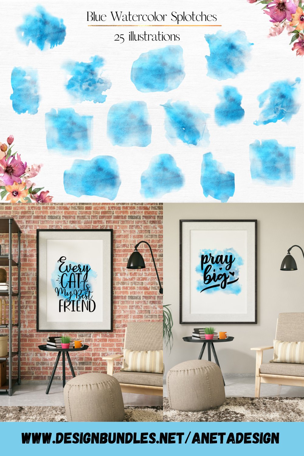 Blue Watercolor Splotches (2489384)