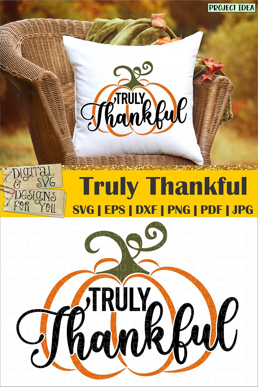 Truly Thankful, Fall quote svg, Thankful svg, Autumn svg