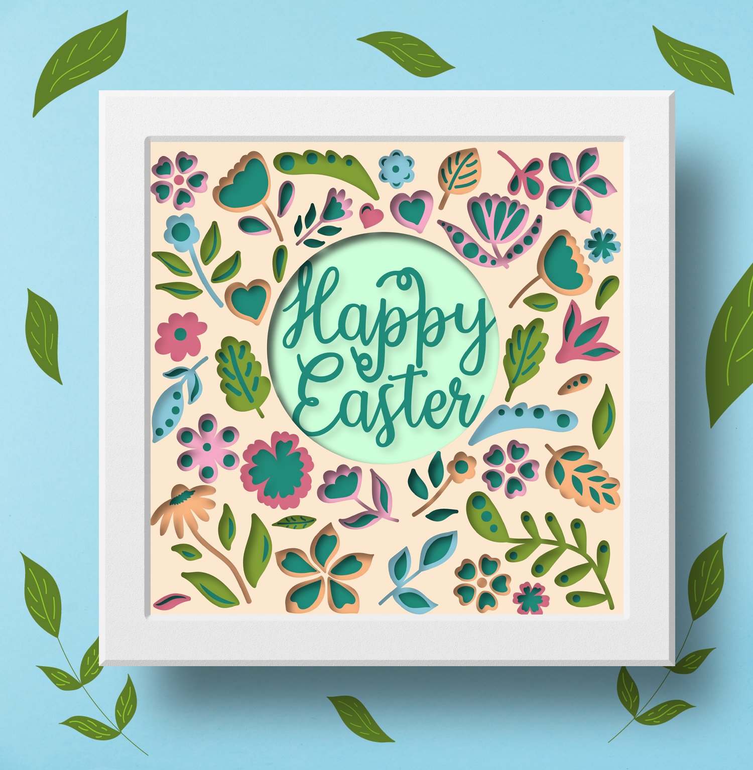 Papercut 3D Happy Easter Layered Design