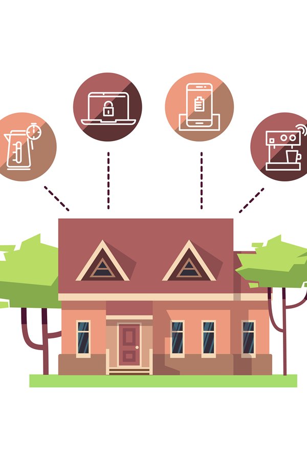 Smart home flat concept design isolated on white background