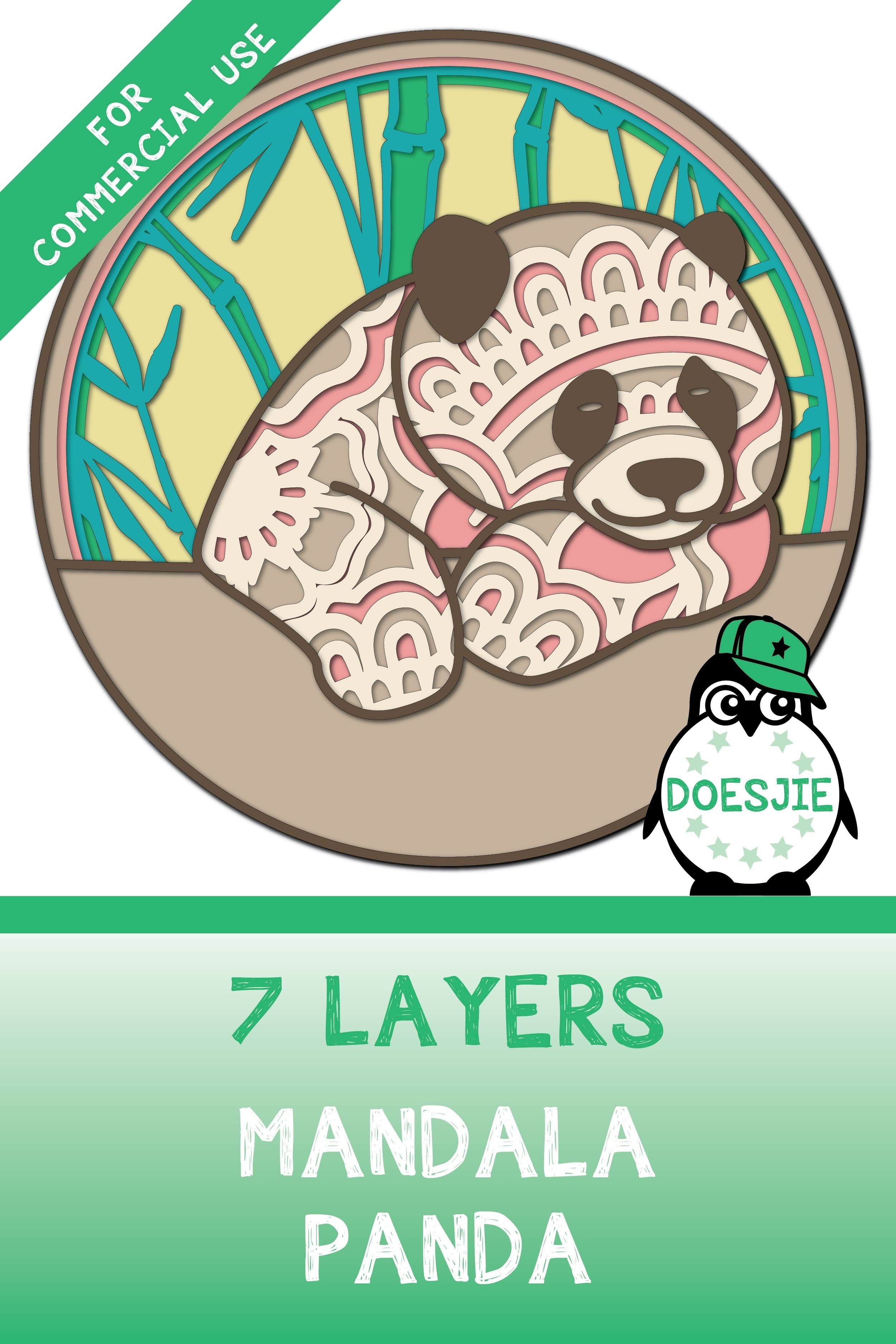 Layered Panda bear SVG multi layer mandala cute animal laser