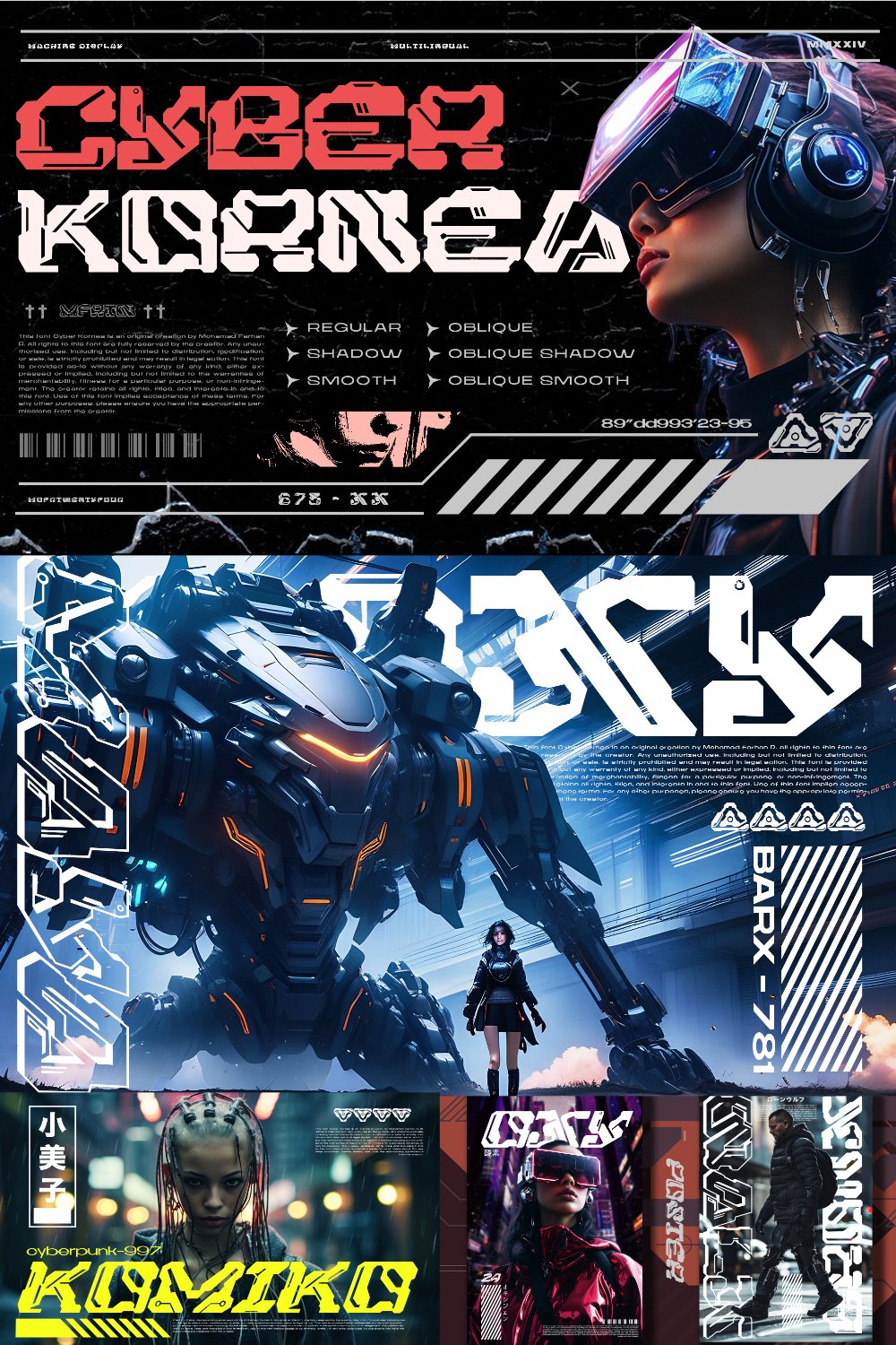 Cyber Kornea - Cyberpunk Mecha Font Display