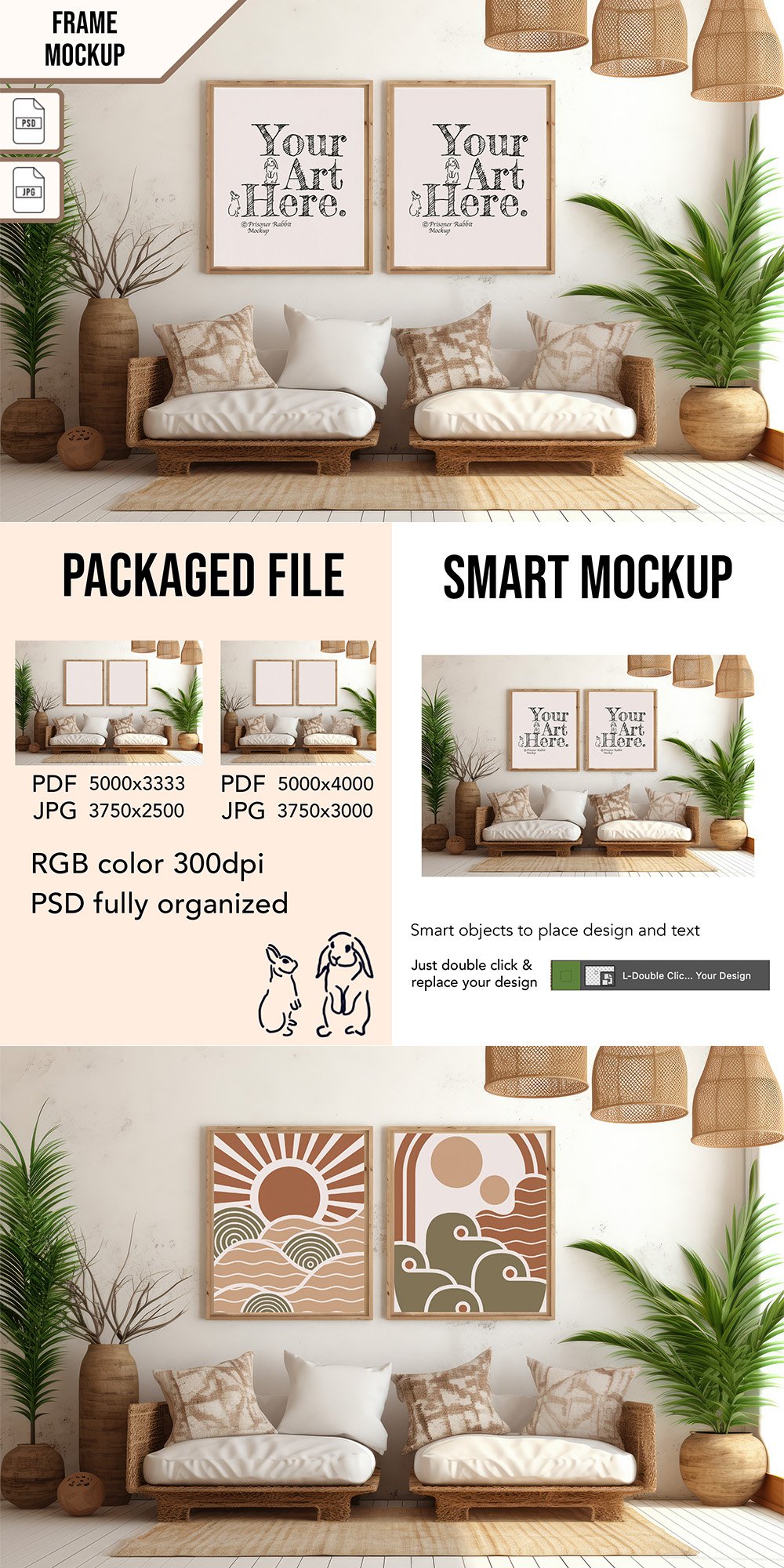 Wooden Frame Smart Mockup PSD & JPG Template (3048656)
