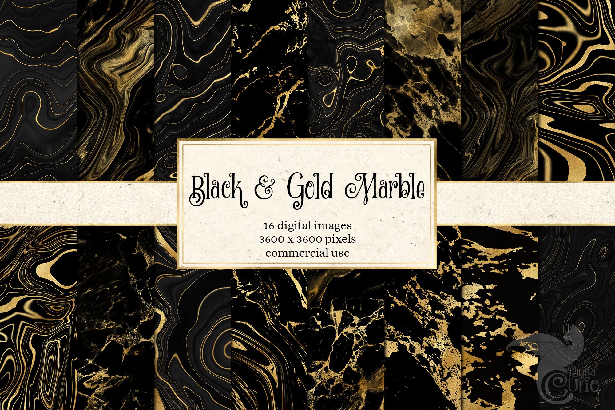 Black and Gold Marble Digital Paper (1611451)