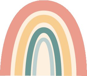 Vintage Boho Rainbow clipart, PNG printable set, 28 elements