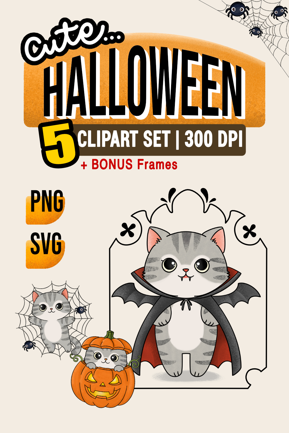 Halloween Cats Clipart extra BONUS!