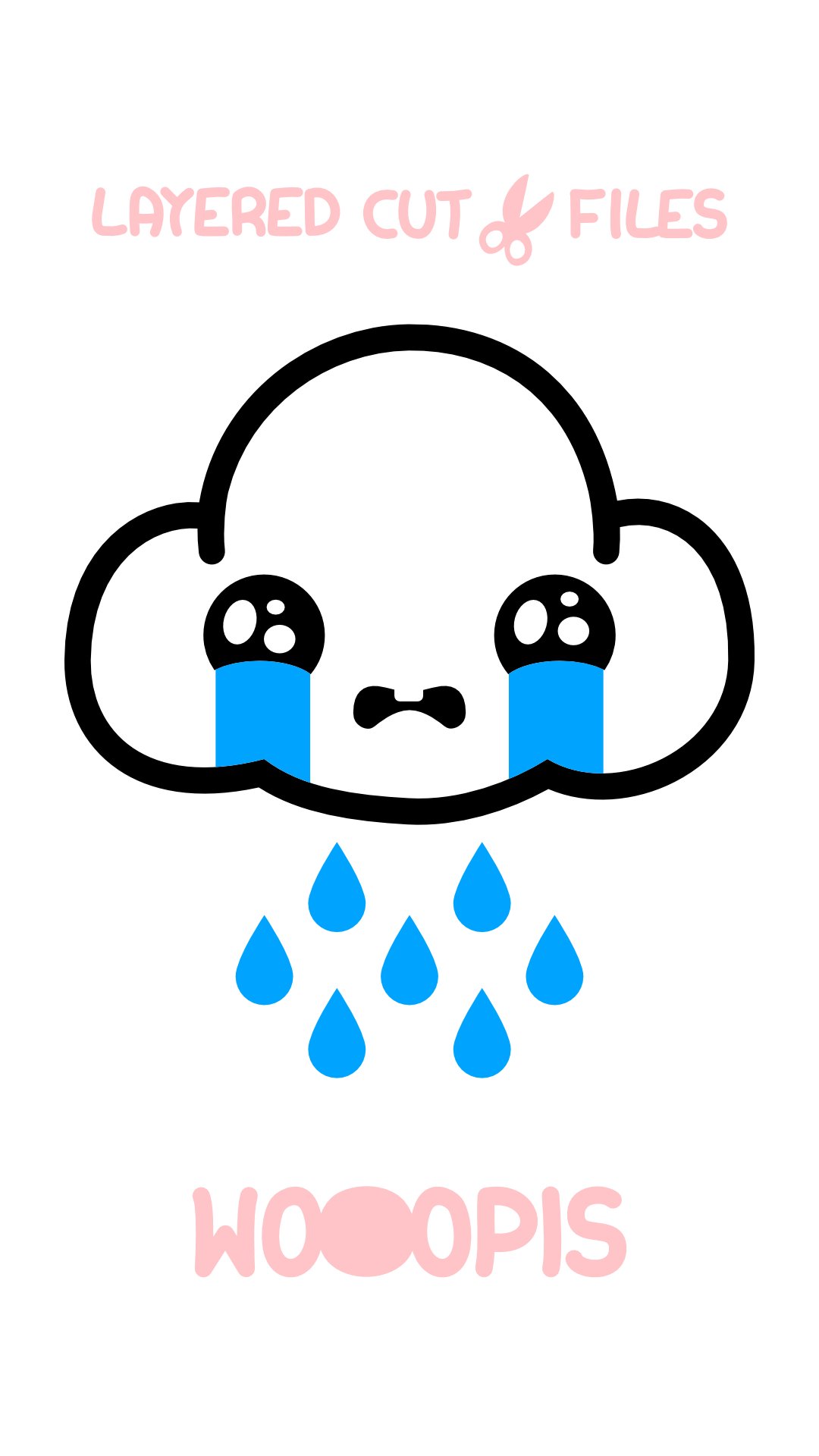 Emo Cloud - Kawaii Cloud - cut files including layers