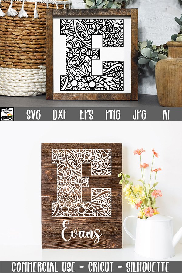 Letter E SVG Cut File|Mandala Monogram Letter E File