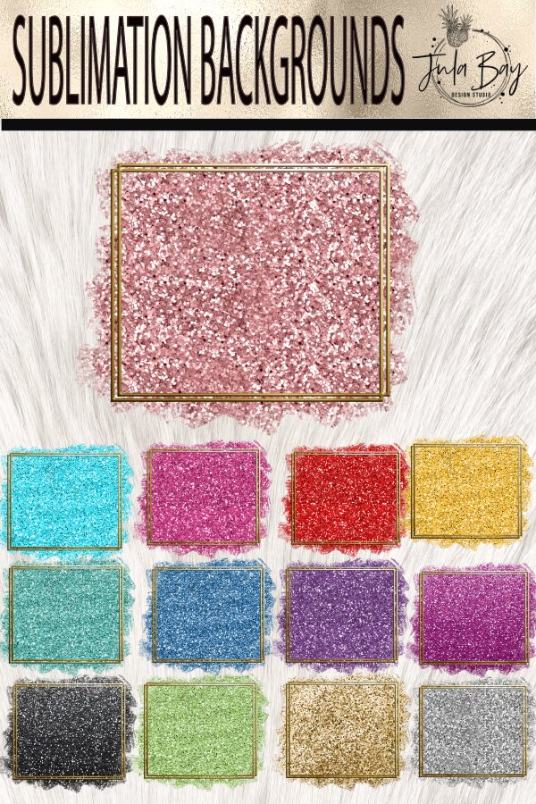 Glitter Sublimation Backgrounds Framed PNG Coral Teal Pink