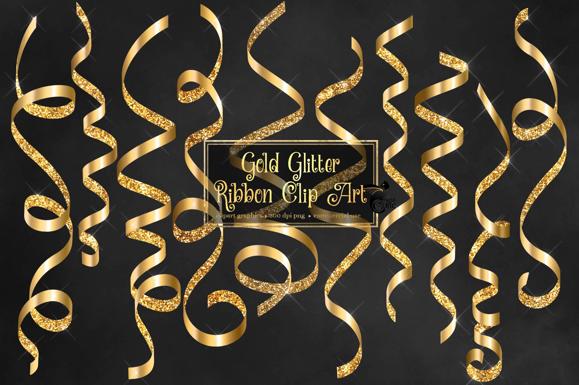 Gold Glitter Ribbon Clipart