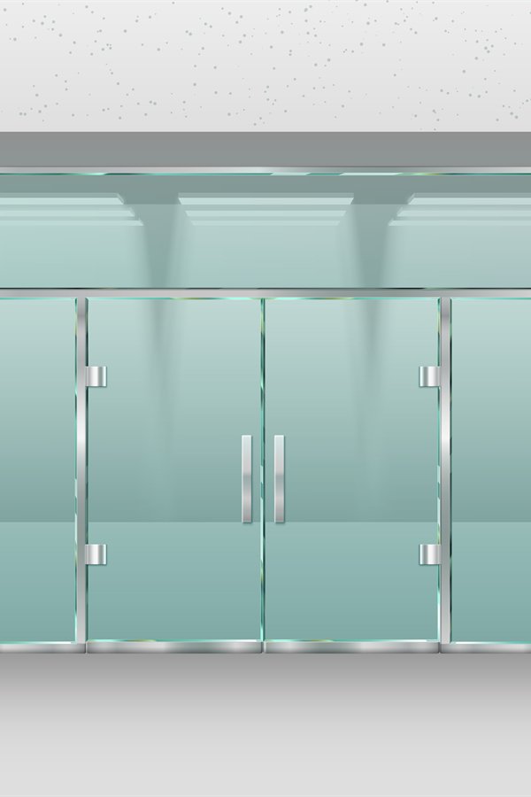Glass store facade. Shopfront window, retail shop or modern