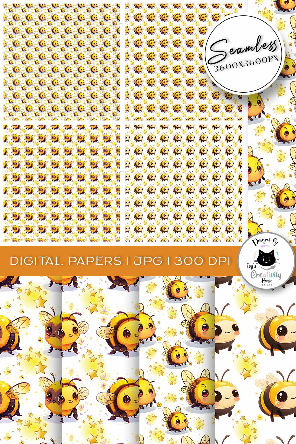 Cute Bee Seamless Digital Papers | Bee Patterns