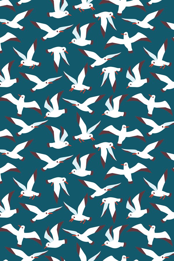 Flying atlantic seabird seamless pattern