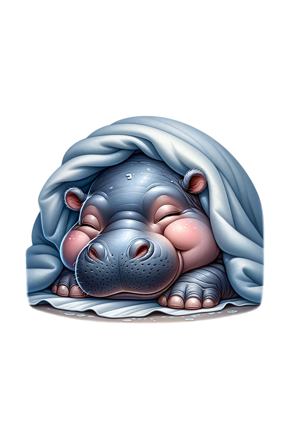 Hippo Sleeping in the Blanket Clipart, Animals (3511917)
