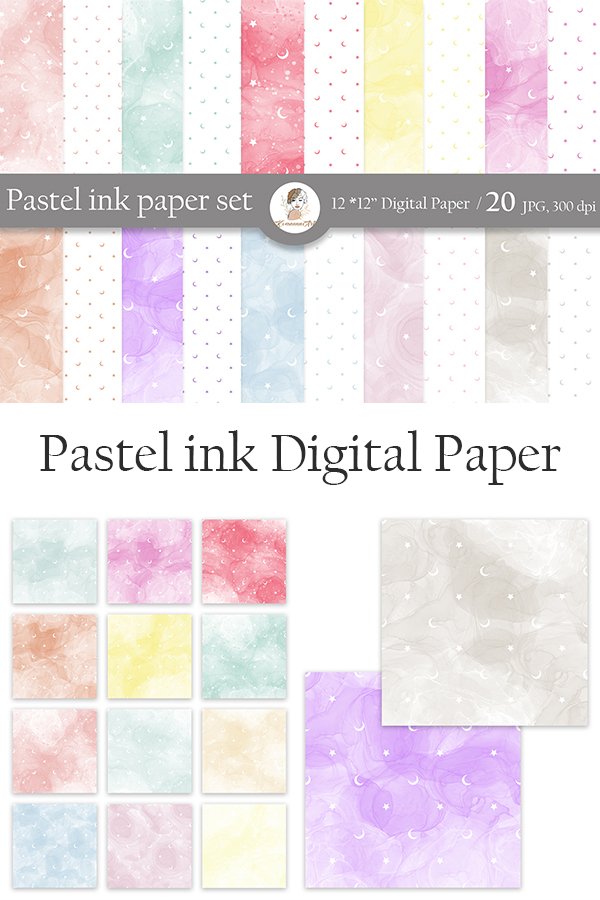 Pastel wrapping paper / Pastel ink Digital Paper / Printable