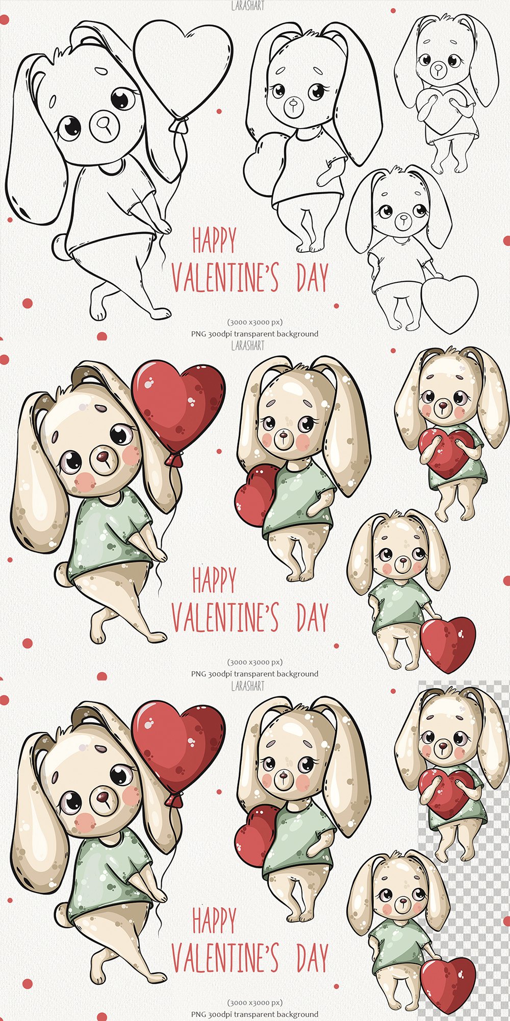 Happy Valentine's Day with Cute Bunnies