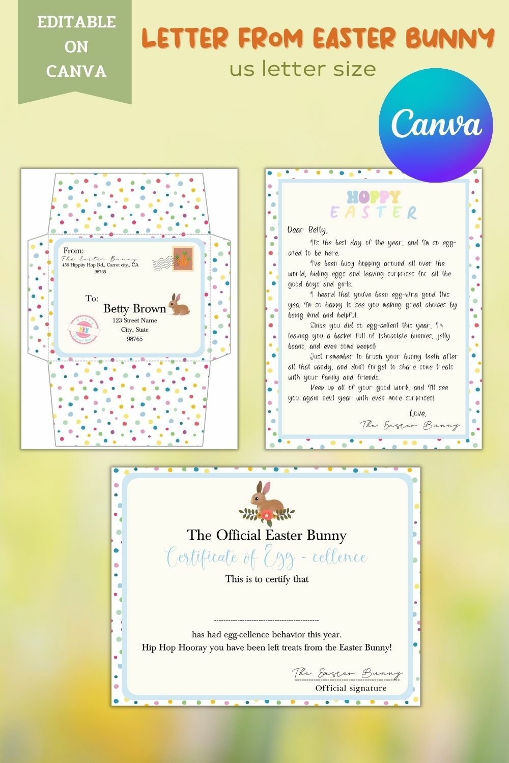 EDITABLE Letter from Easter Bunny